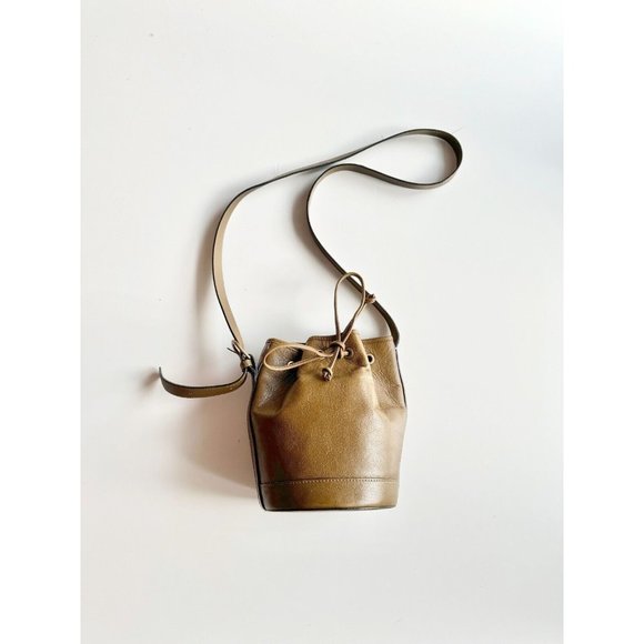 Sezane | Bags | Sezane Mini Farrow Olive Green Leather Bucket Bag ...